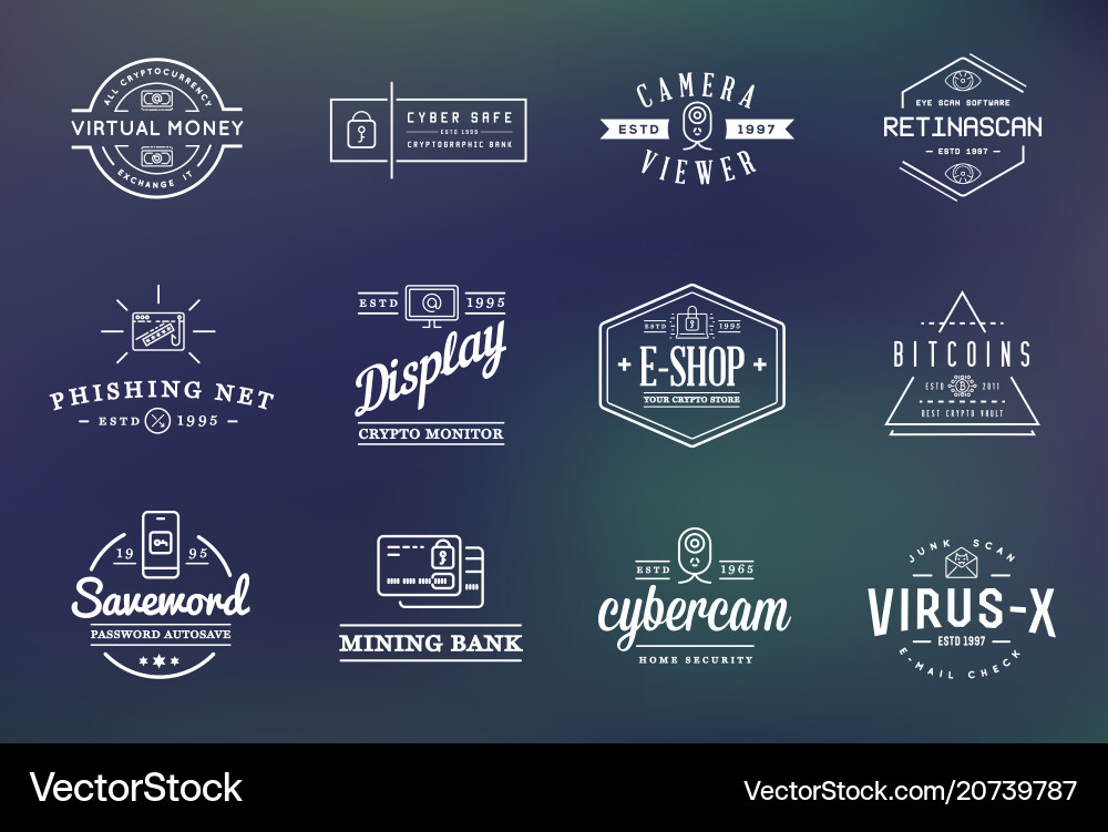 Cyber Security Badges & Signs Royalty Free Vector Image