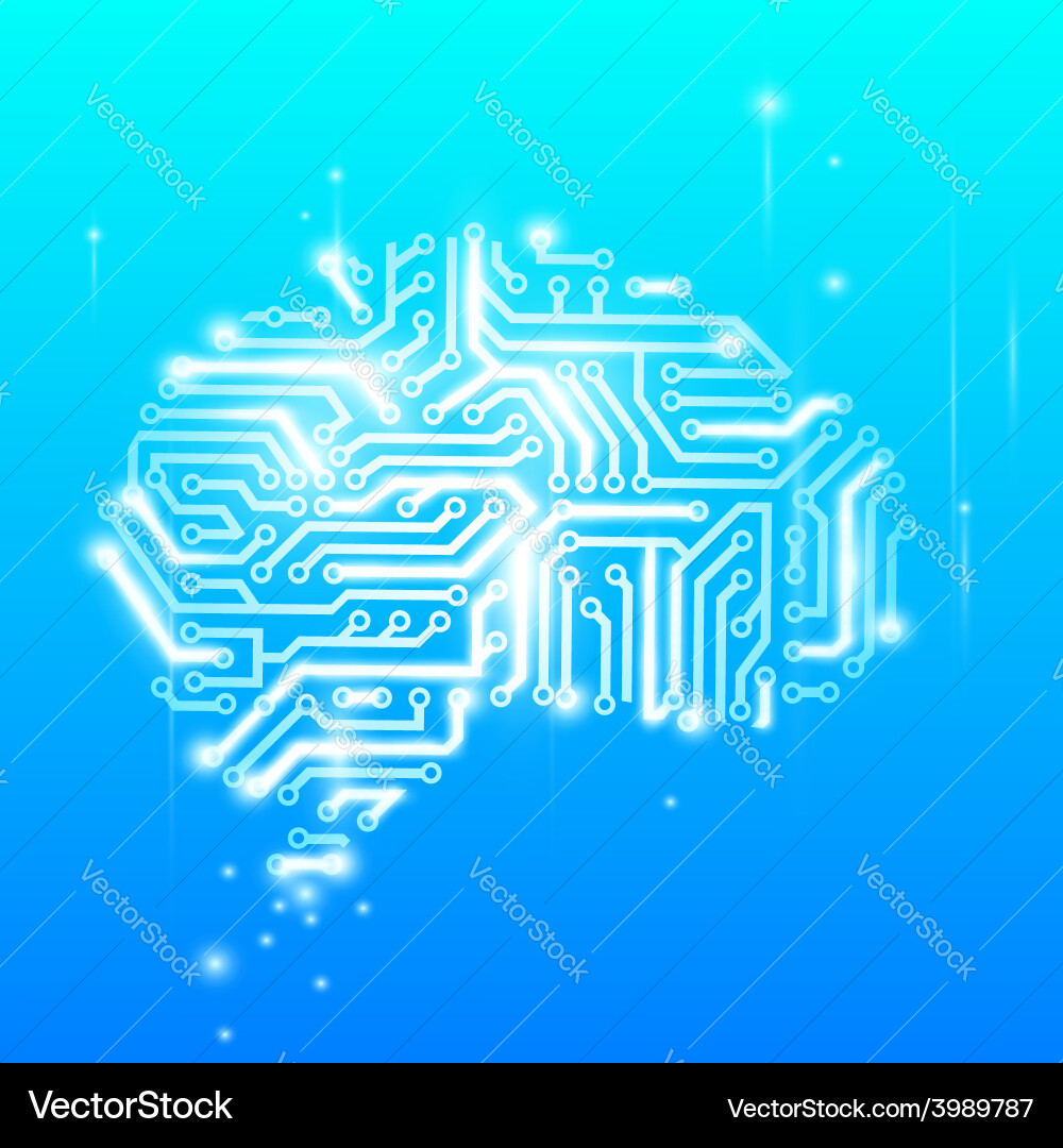 Human brain as a computer chip Royalty Free Vector Image