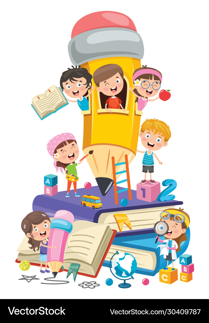 Kids pen book Royalty Free Vector Image - VectorStock