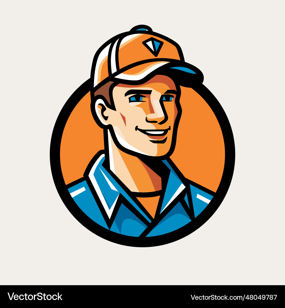 Man worker in a baseball cap concept logo graphic Vector Image