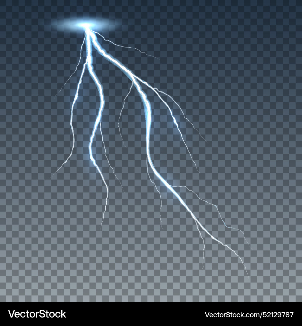 Realistic lightning and thunder bolt Royalty Free Vector