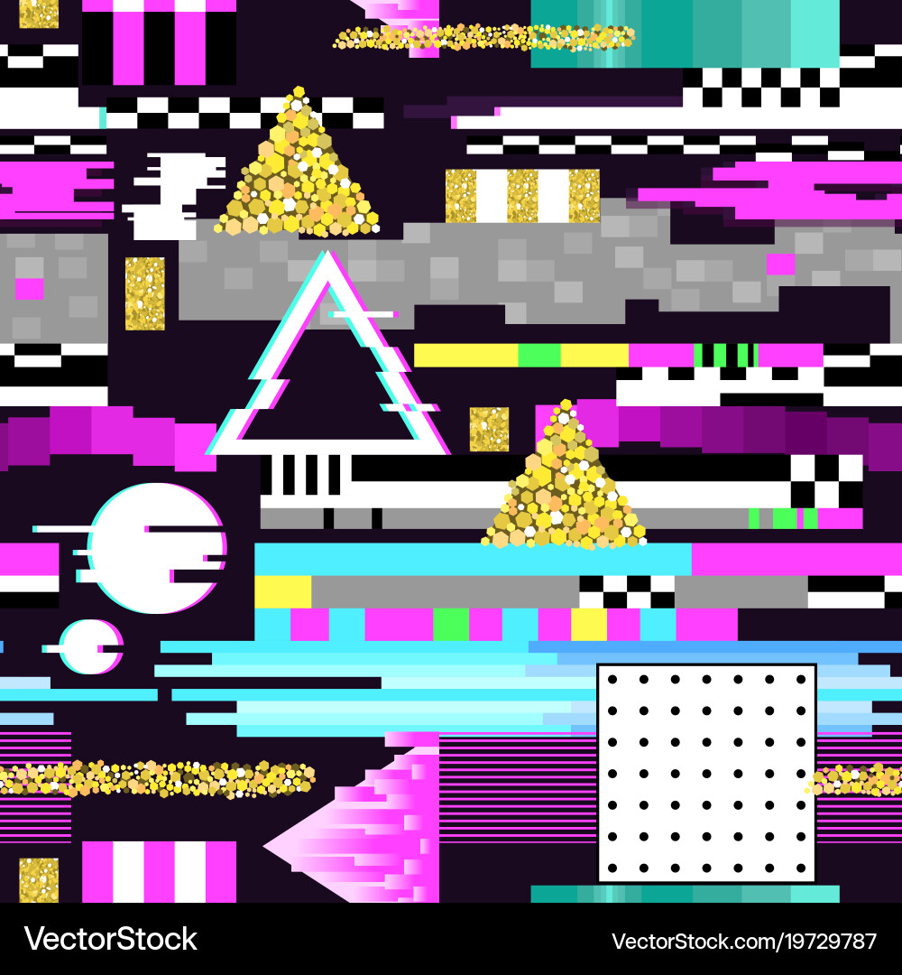 Seamless pattern glitch design cyberpunk digital Vector Image