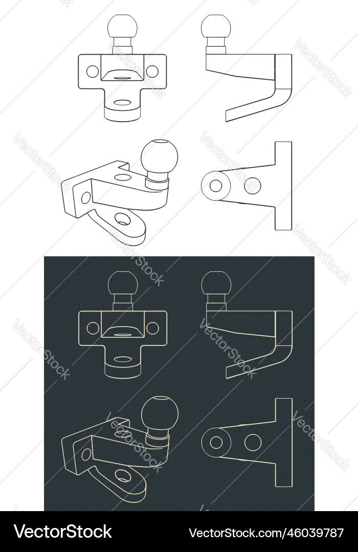Tow ball blueprints Royalty Free Vector Image - VectorStock