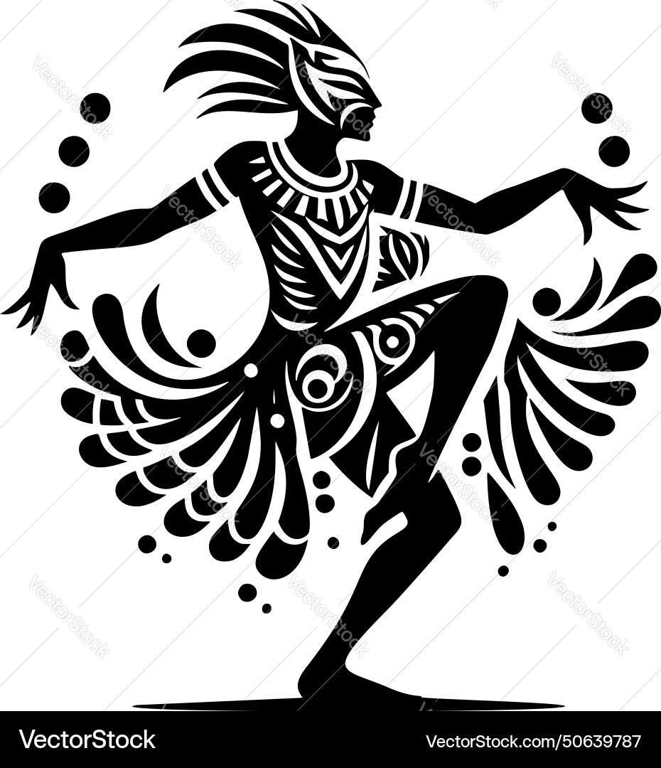 Tribal dance silhouette Royalty Free Vector Image