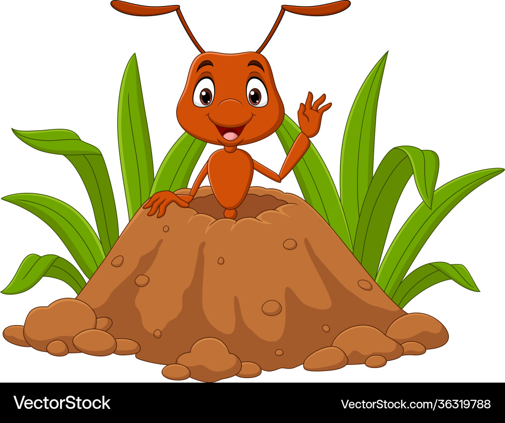Cartoon ants in ant hill Royalty Free Vector Image
