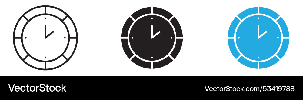 Clock two icon thin line Royalty Free Vector Image