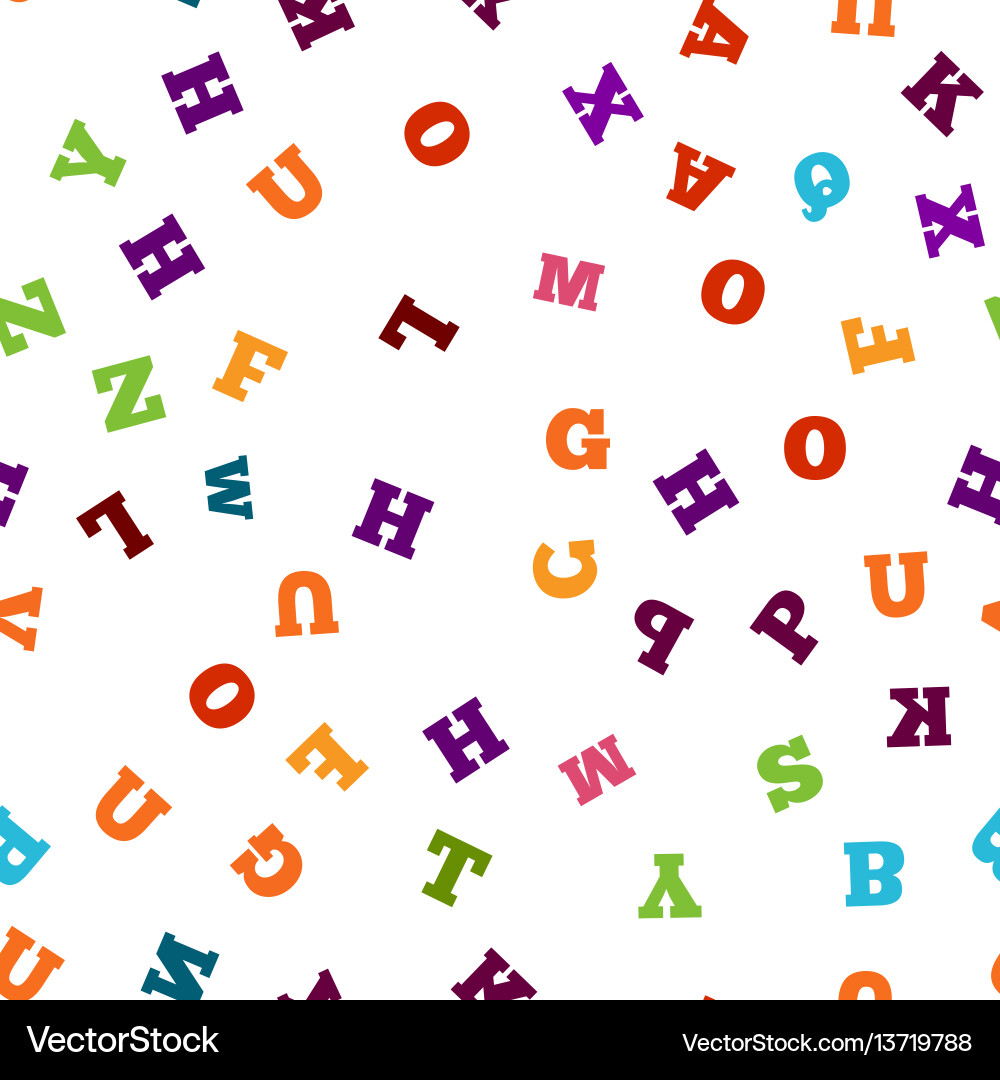Colorful letter seamless pattern on white Vector Image