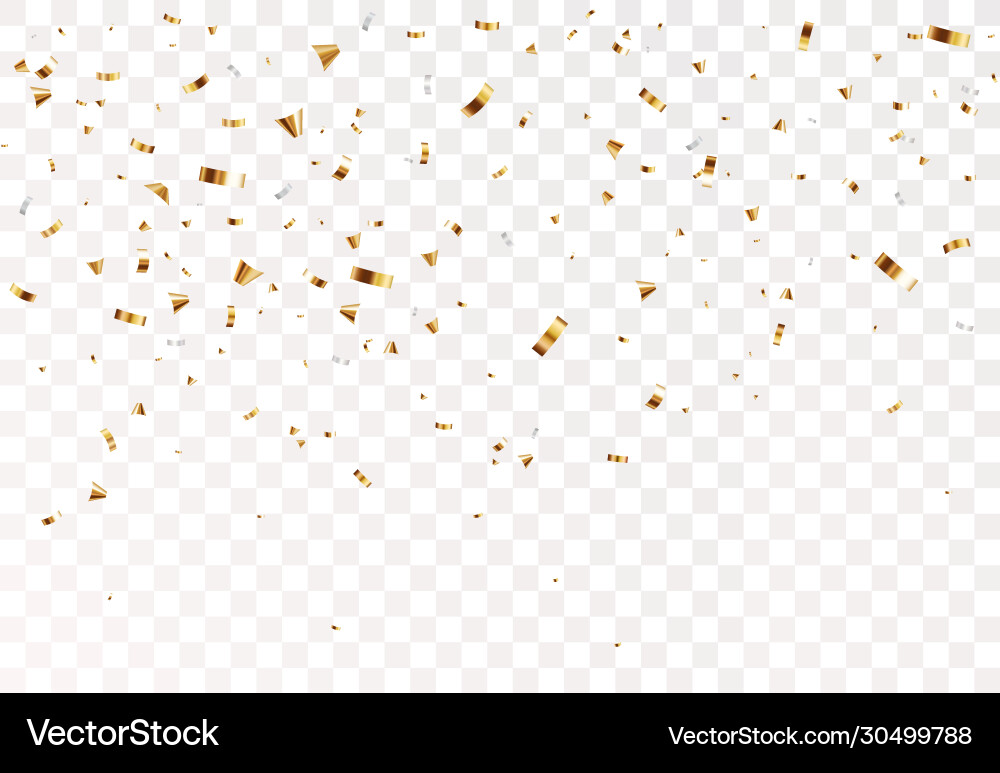 Gold confetti and ribbon background Royalty Free Vector