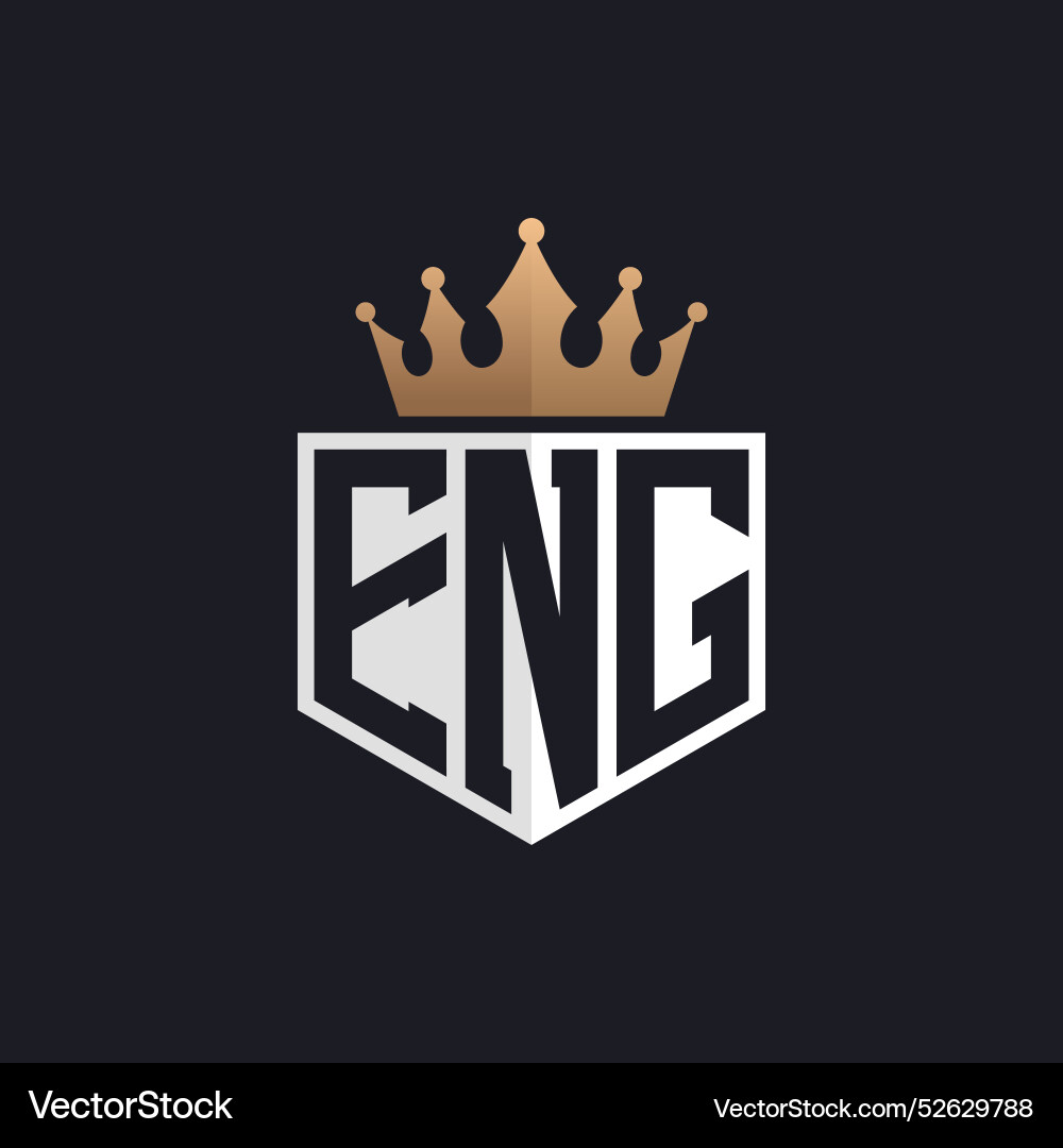 Luxury eng logo with crown elegant initials Vector Image