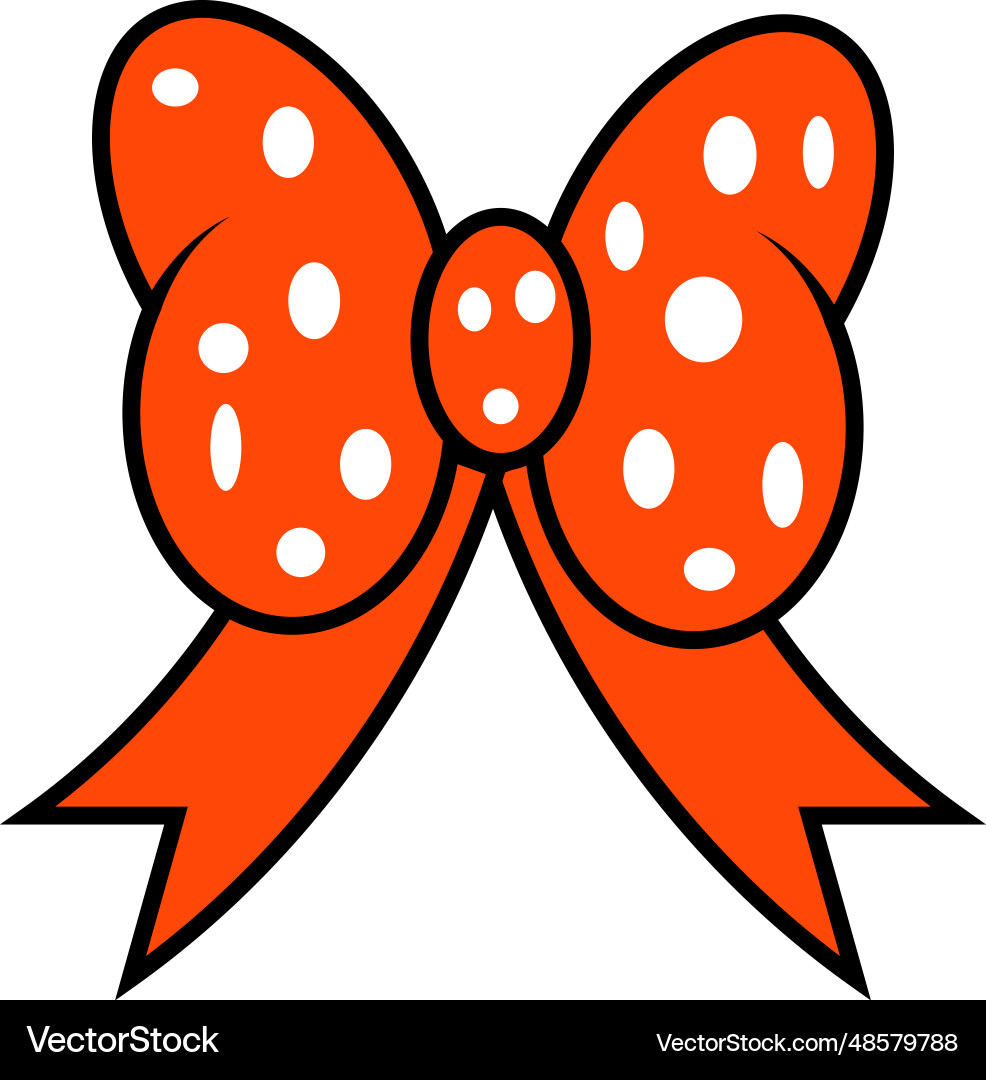 Polka dot red ribbon bow head decoration meme Vector Image