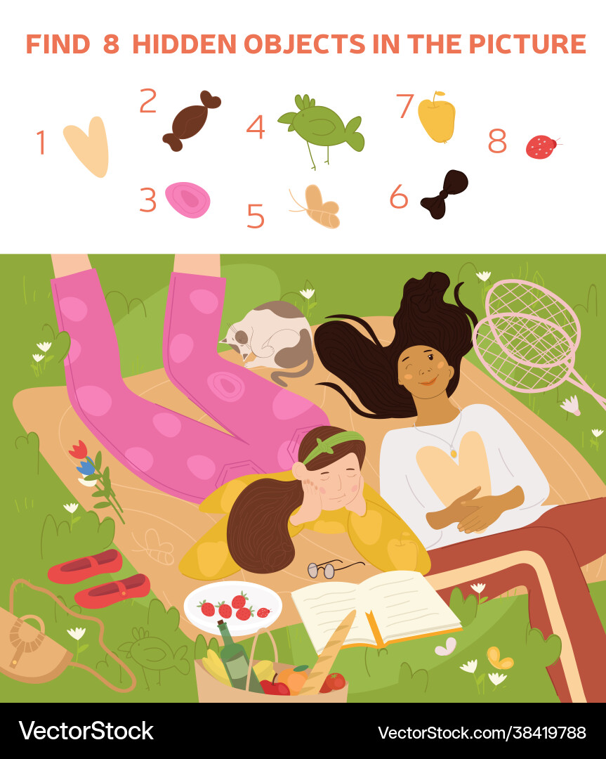 Puzzle with hidden items Royalty Free Vector Image