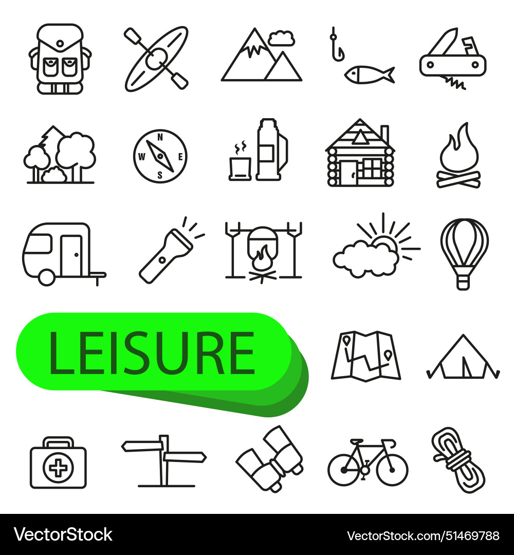 Recreation outdoor icon set camping Royalty Free Vector