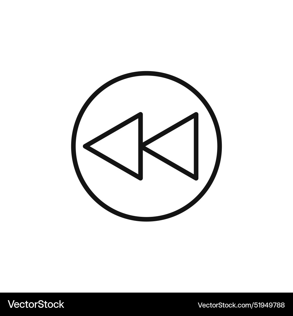 Rewind previous back arrow logo sign outline Vector Image