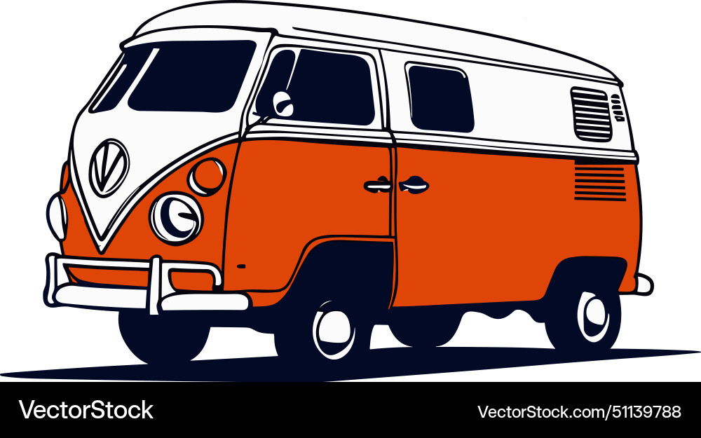 Vintage van sketch in black and white Royalty Free Vector