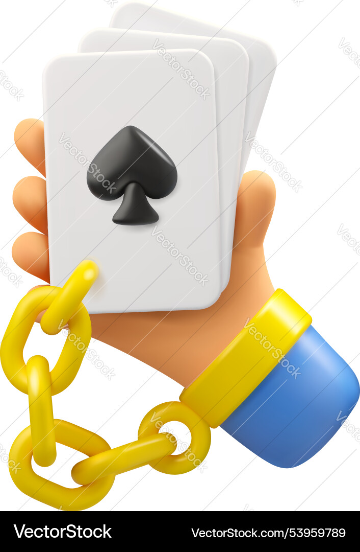 Cartoon hand holding playing cards Royalty Free Vector Image