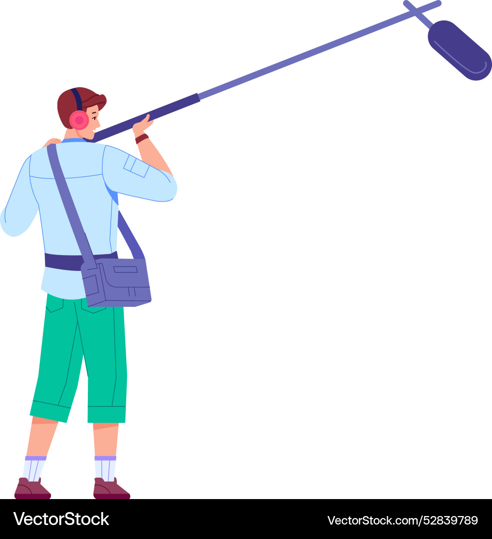 Cinema sound record worker audio technician Vector Image