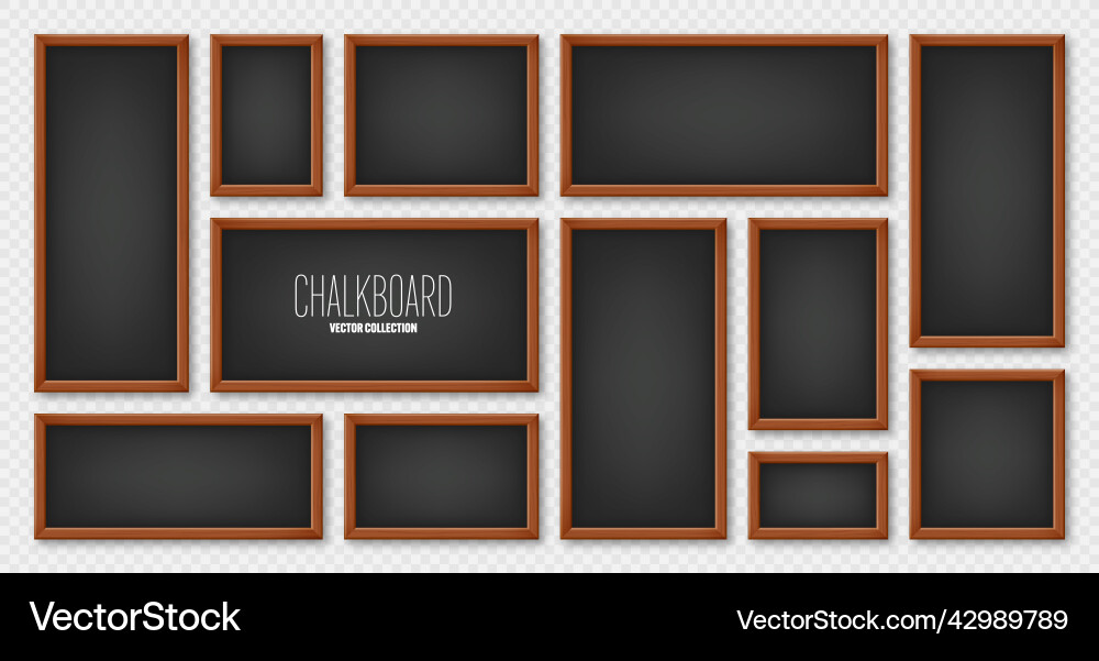 Realistic various chalkboards in a wooden frame Vector Image