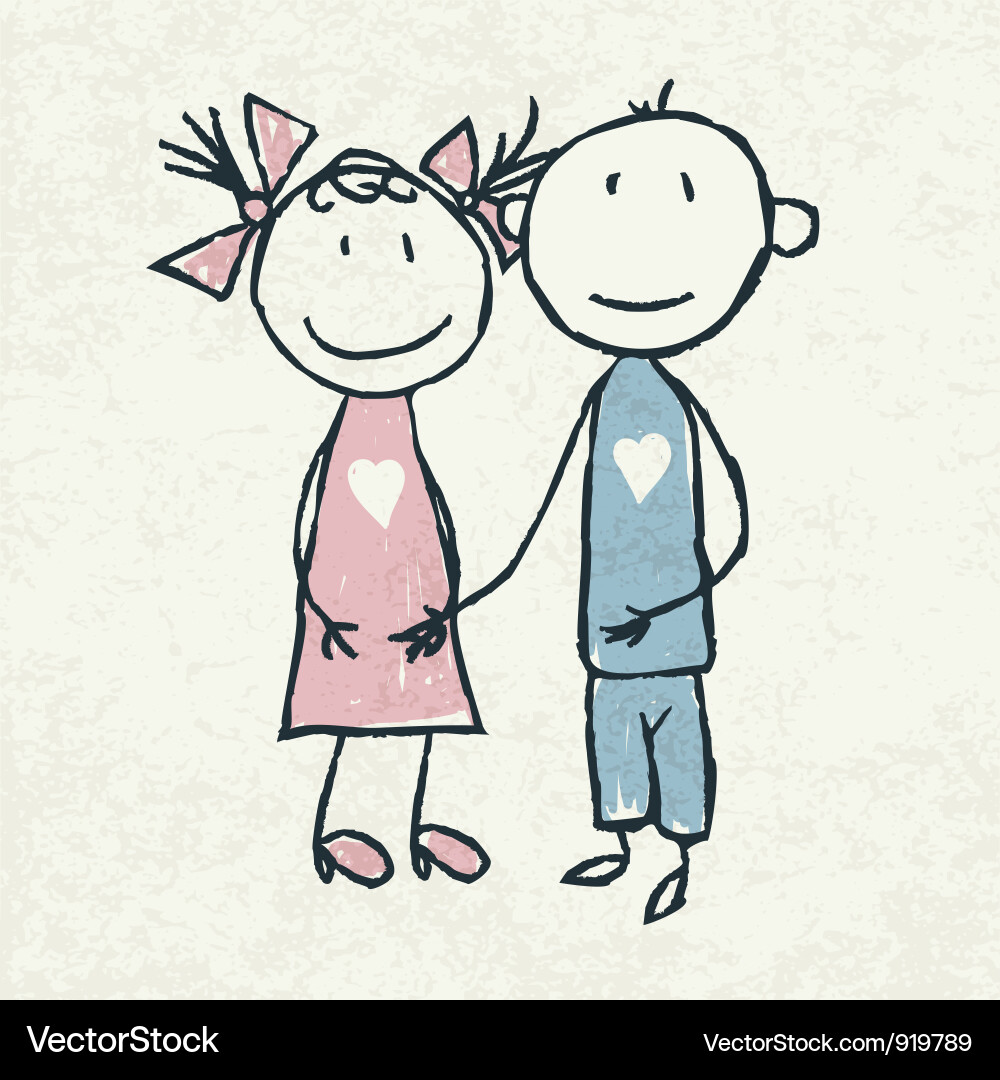 Romantic Doodle Couple Royalty Free Vector Image