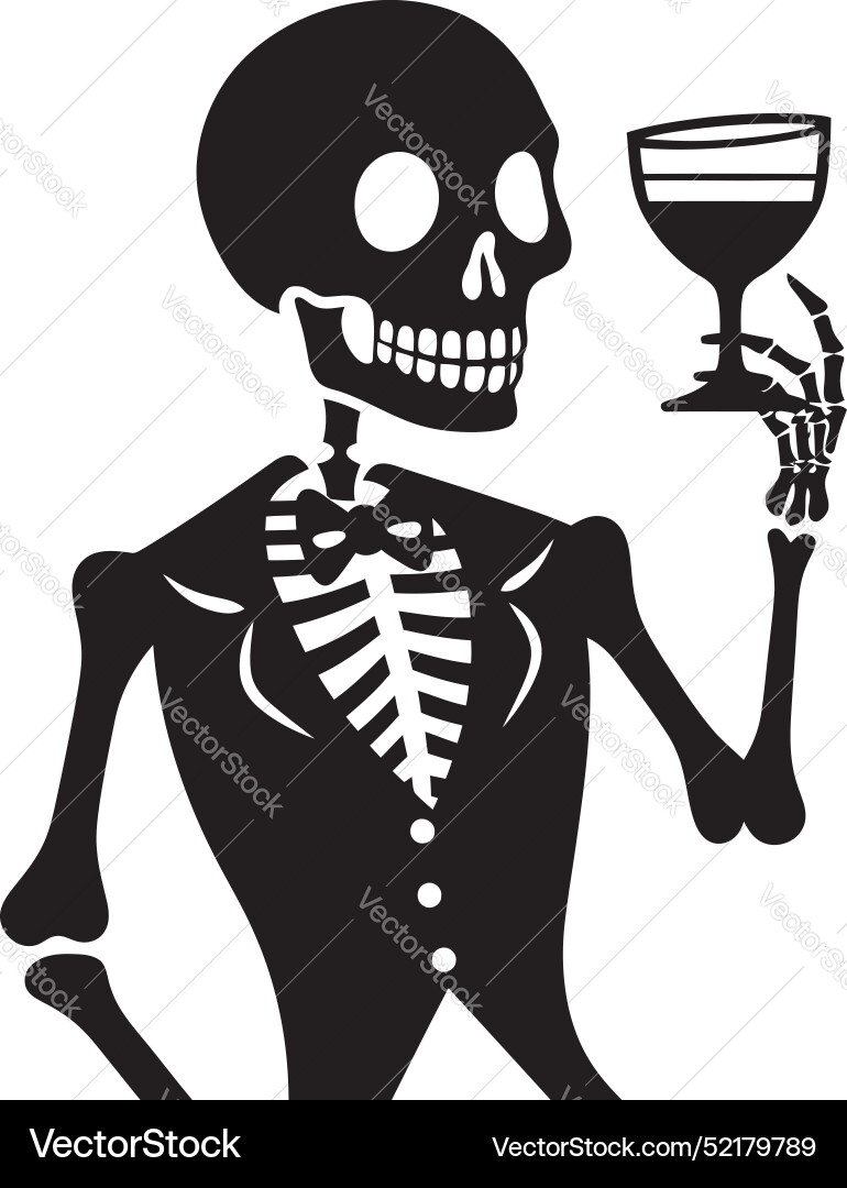 Toast to imagination drunken skeleton design Vector Image
