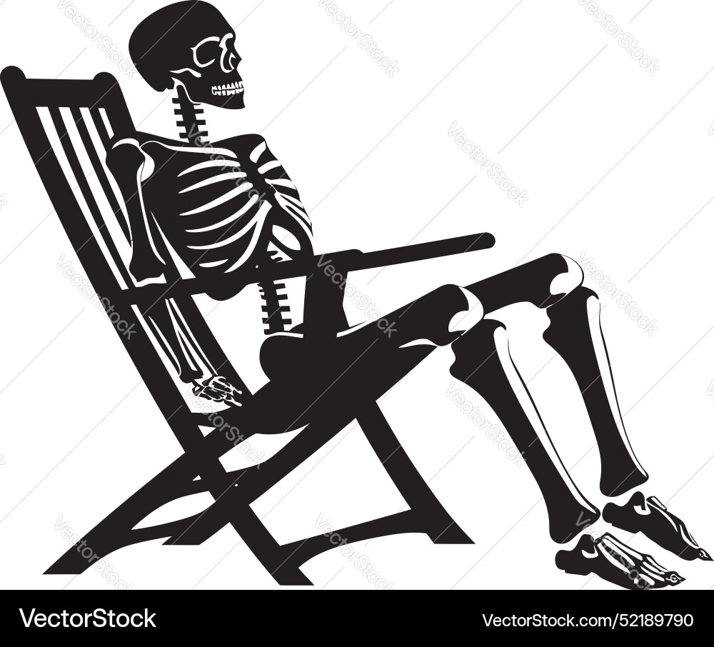 Beach bones skeleton relaxing on chair Royalty Free Vector