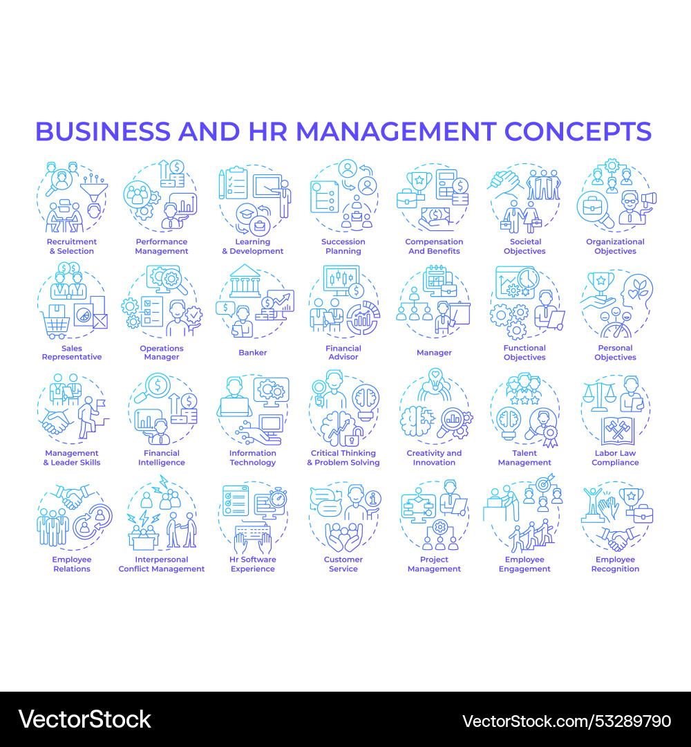 Business and hr management blue gradient concept Vector Image