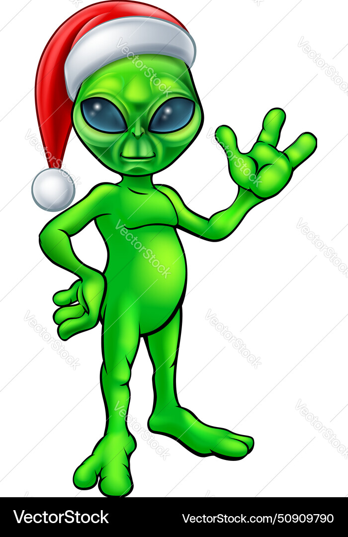 Christmas alien in santa hat Royalty Free Vector Image
