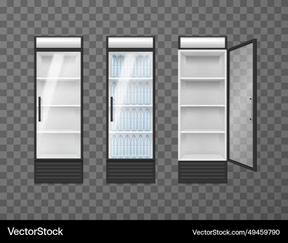 Commercial refrigerator display drinks fridges Vector Image