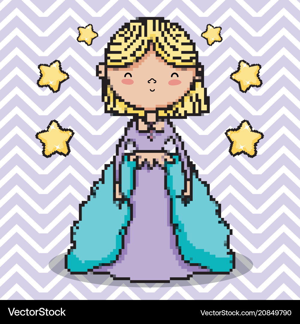 Cute princess pixel art – Royalty-Free Vector | VectorStock