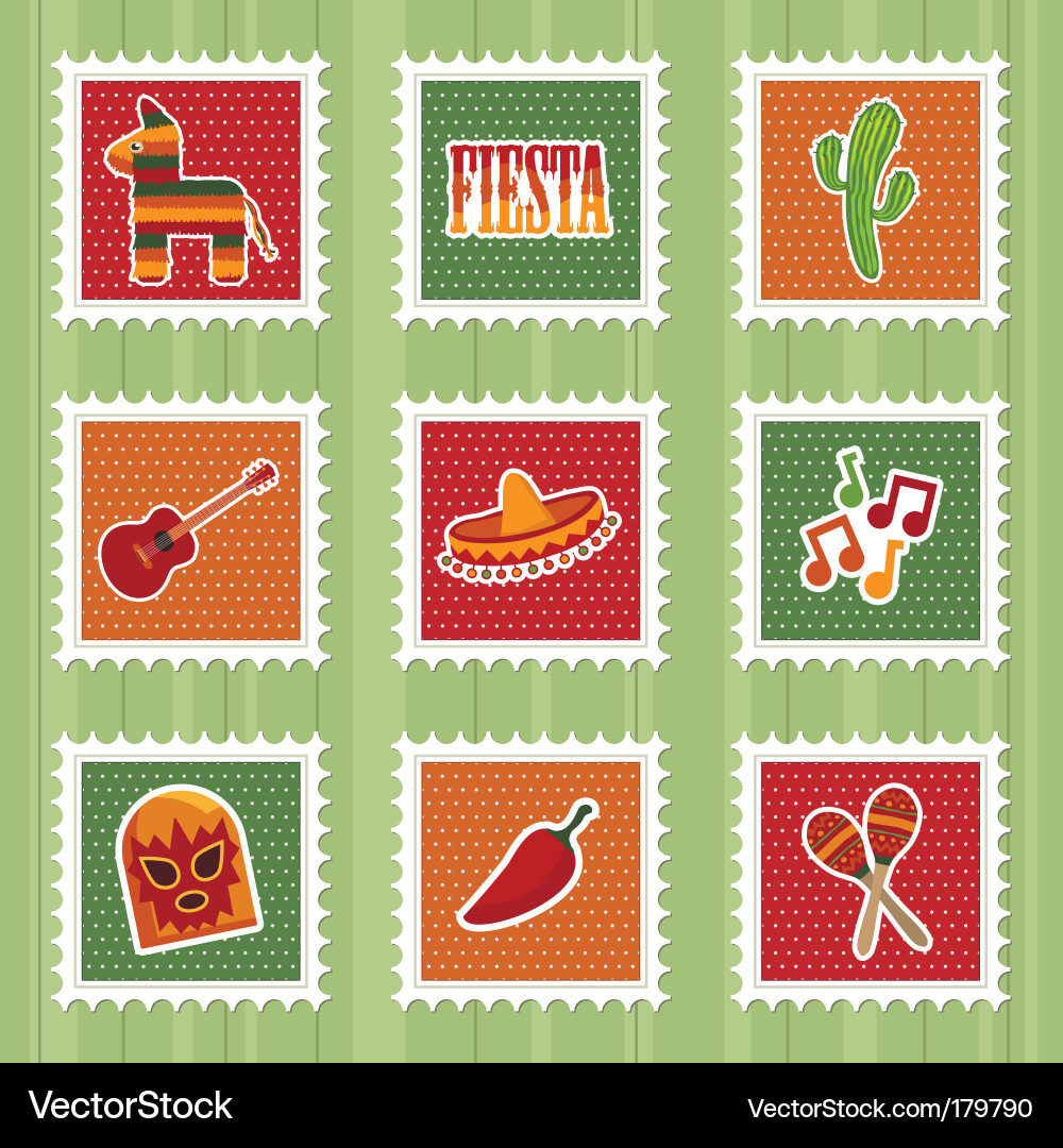 Mexican stamps Royalty Free Vector Image - VectorStock