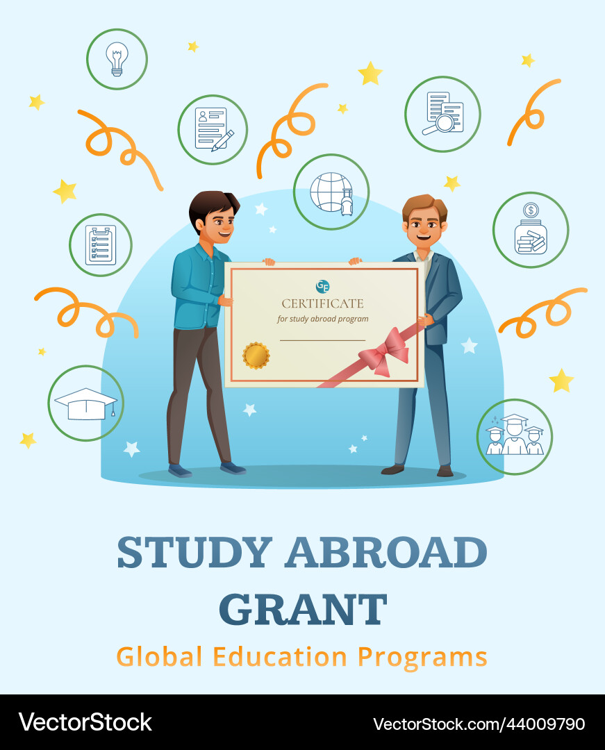 Study abroad grant background Royalty Free Vector Image