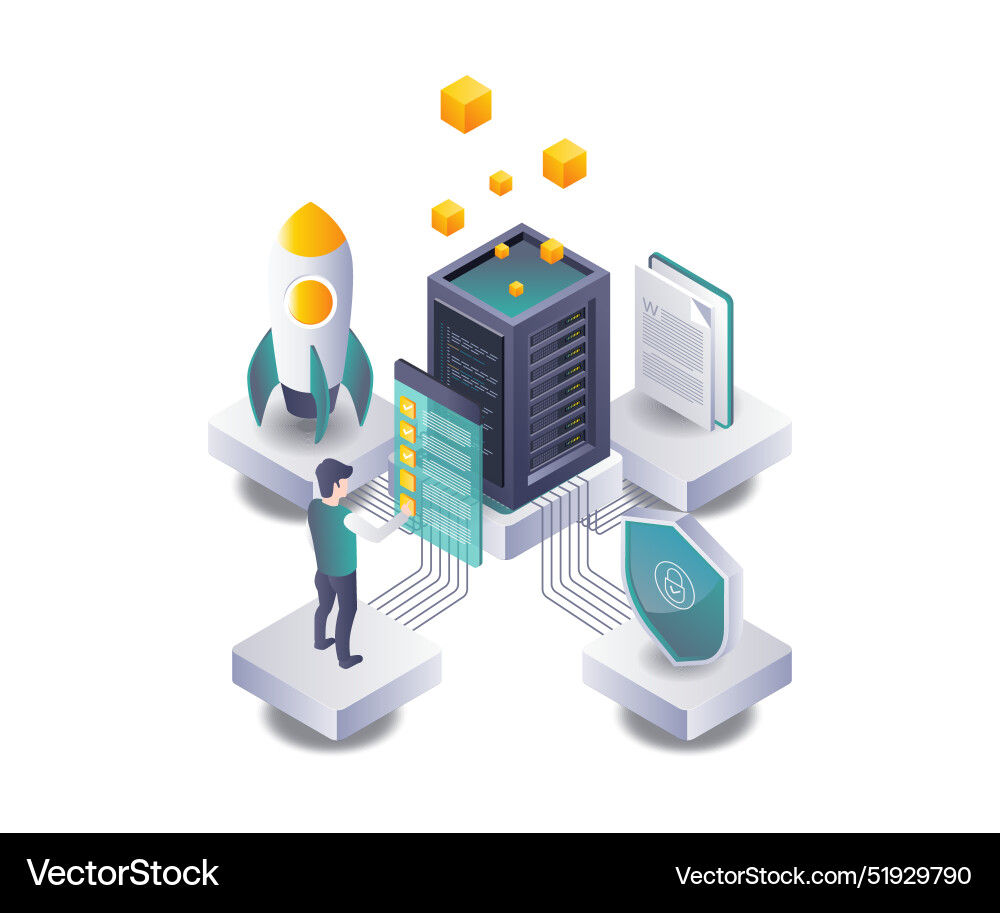 Technology startup server checklist analysis Vector Image
