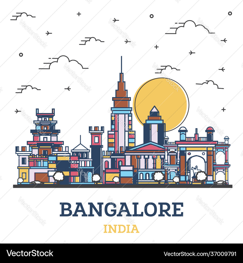 Bangalore City Skyline Royalty Free Vector Image