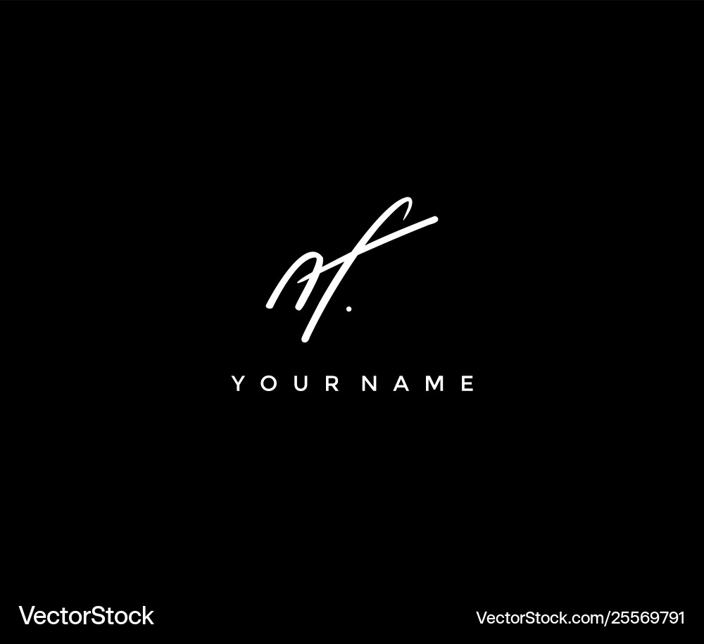 Calligraphy signature letter nf logotype Vector Image