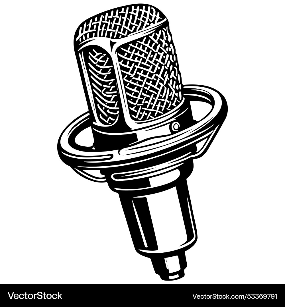 Drawing microphone hand drawn line transparent Vector Image