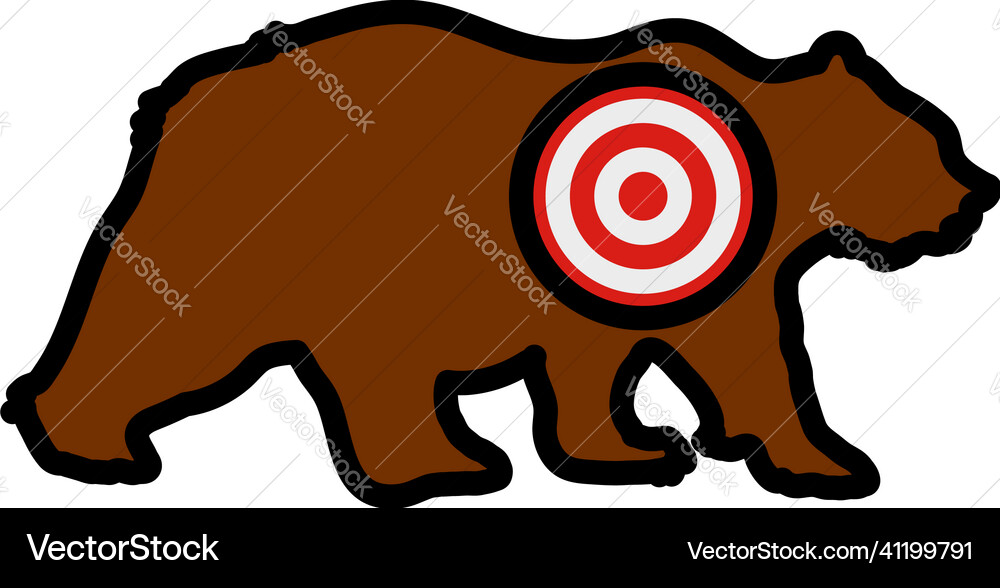 Icon of bear silhouette with target Royalty Free Vector