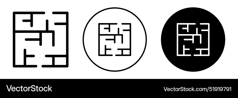 Maze icon collection of outline thin line symbol Vector Image