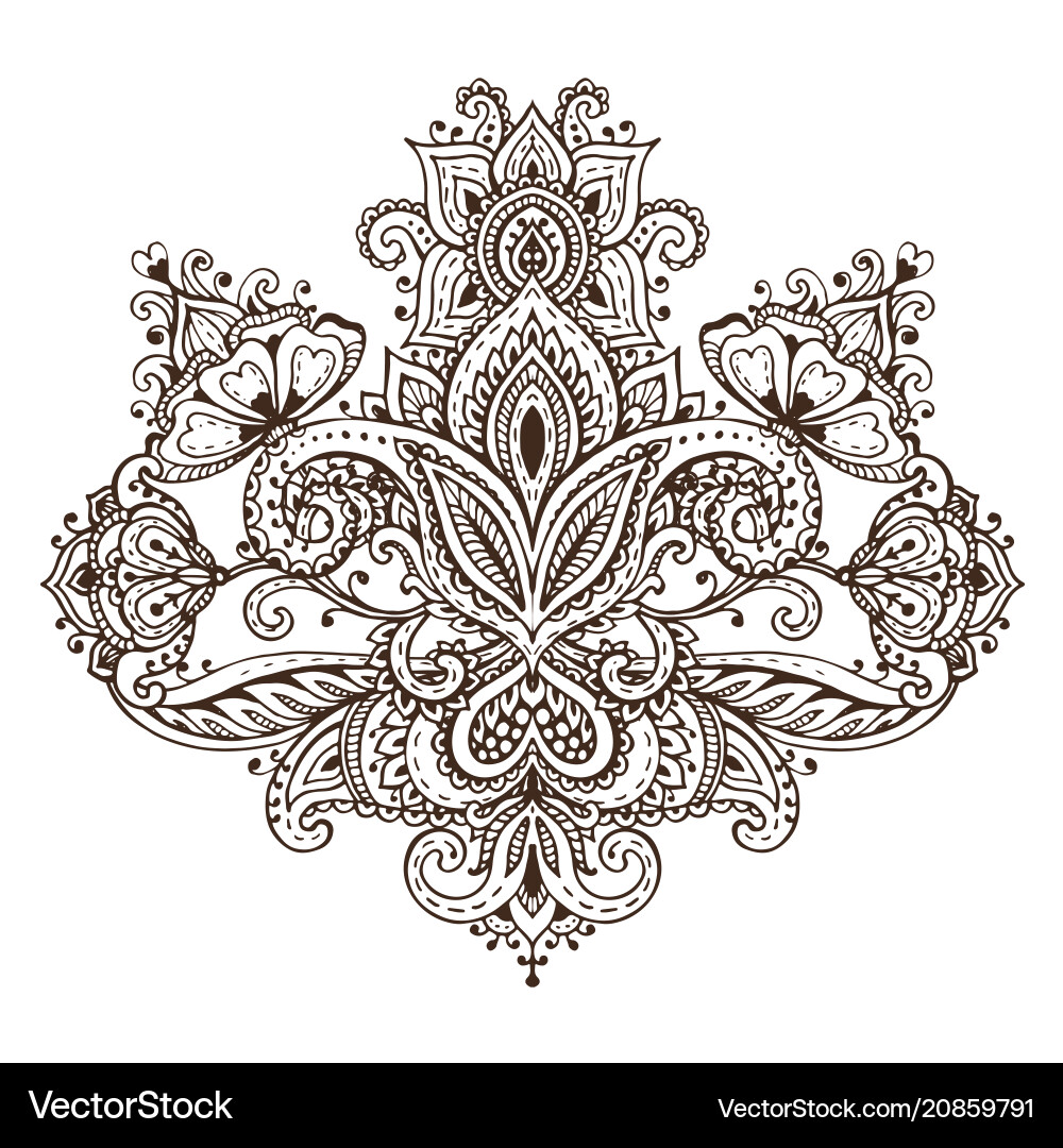 Pattern of henna floral elements Royalty Free Vector Image