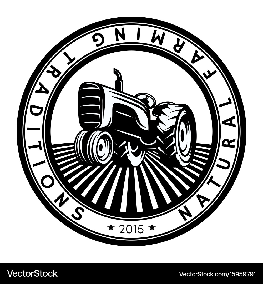 Tractor logo emblem design Royalty Free Vector Image
