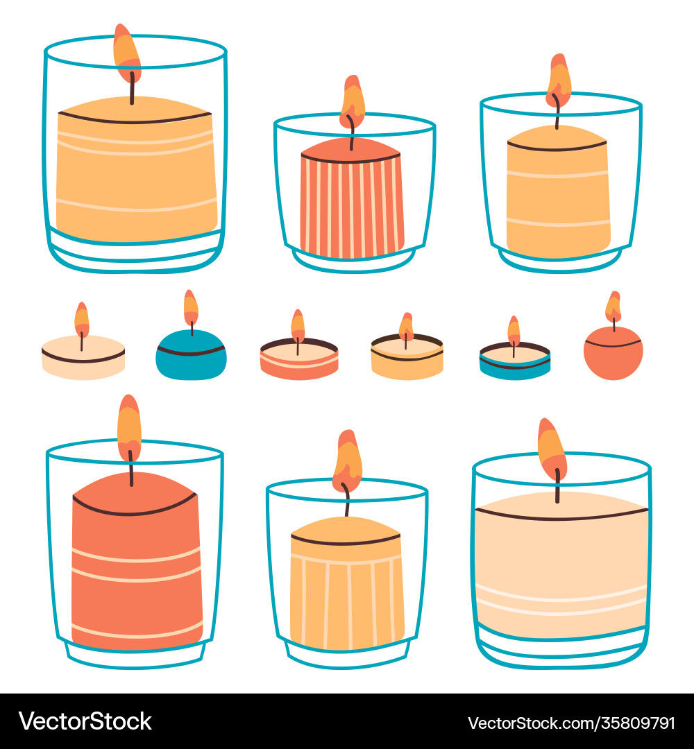Wax candles aromatic hand drawn decorative Vector Image