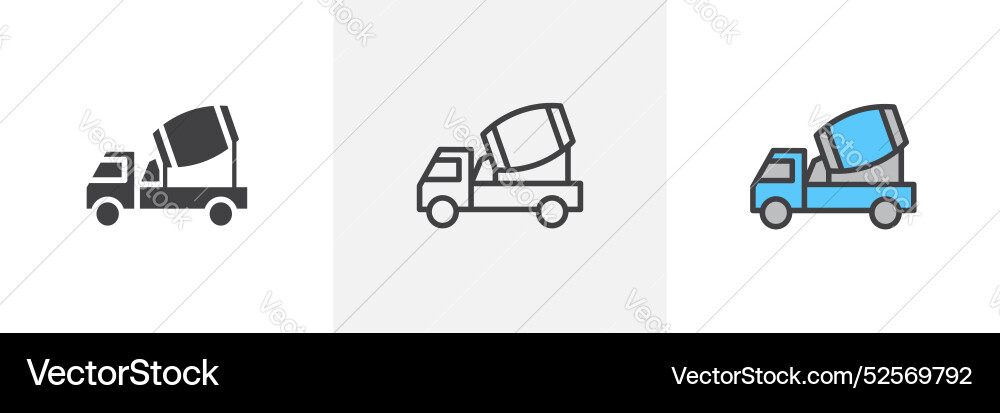 Cement truck icon set on white background Vector Image