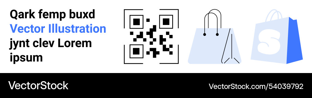 Qr code with shopping bags and placeholder text Vector Image