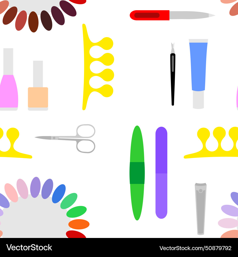 Seamless pattern of colorful manicure Royalty Free Vector