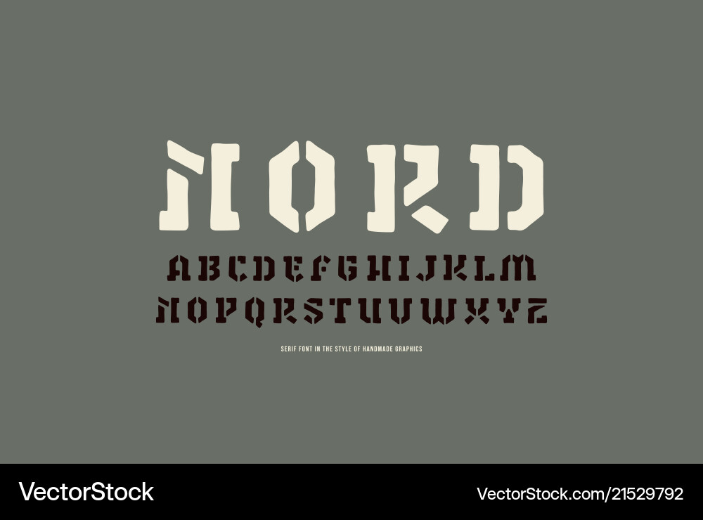 Stencil-plate serif font Royalty Free Vector Image