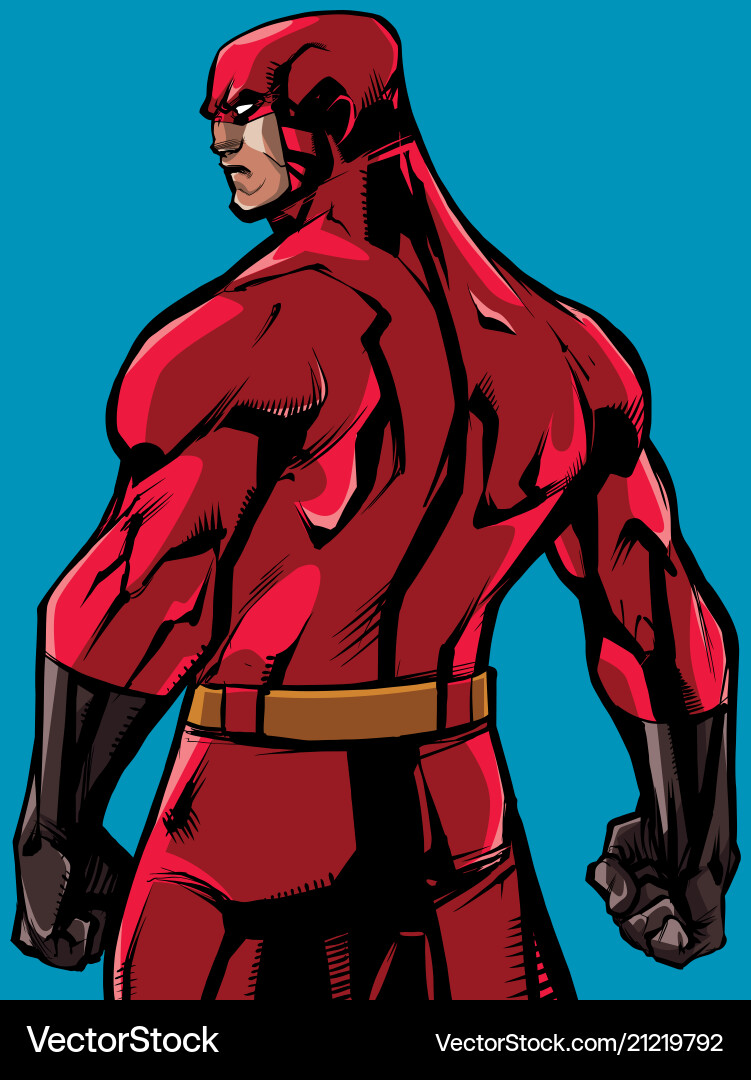 Superhero back battle mode no cape Royalty Free Vector Image