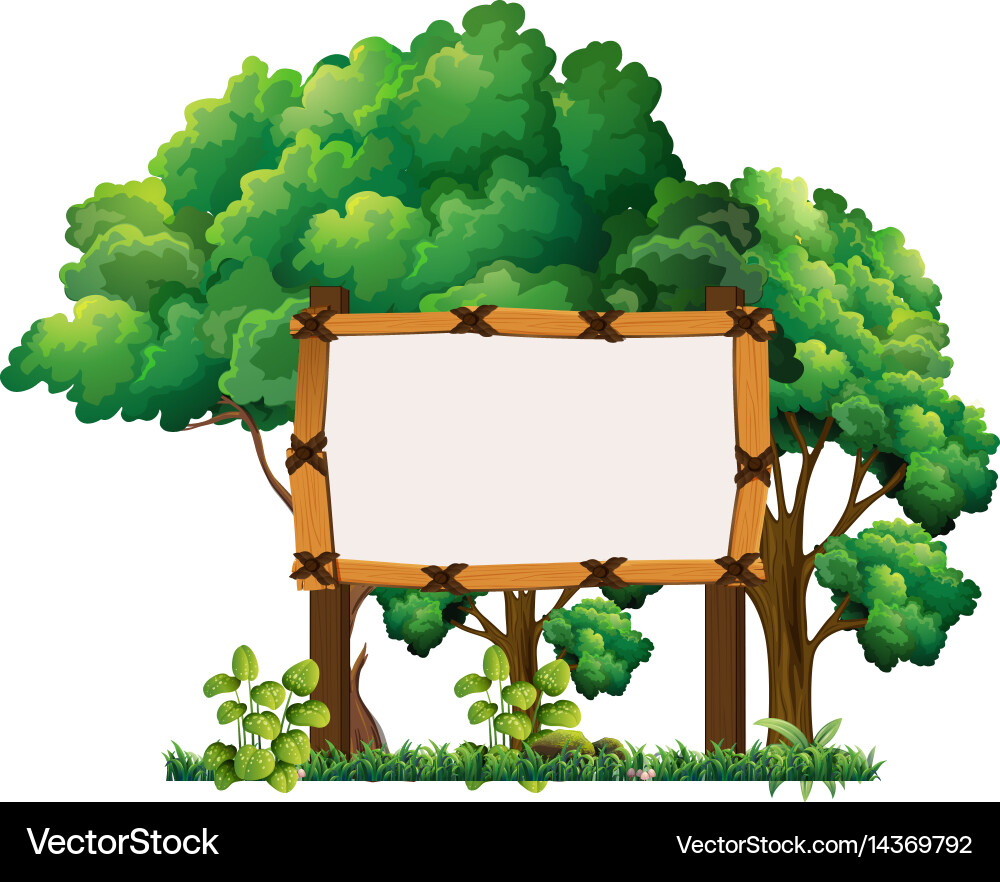 Wooden sign in forest Royalty Free Vector Image