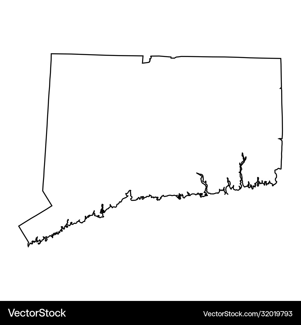 Connecticut State Border Map Royalty Free Vector Image