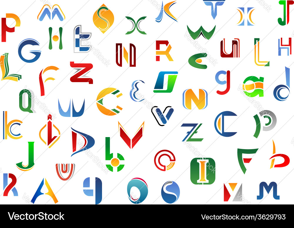 Full alphabet letters set Royalty Free Vector Image