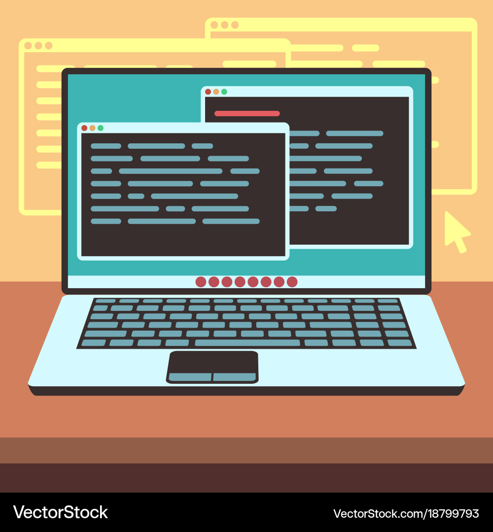 Java code on laptop screen programming and coding Vector Image