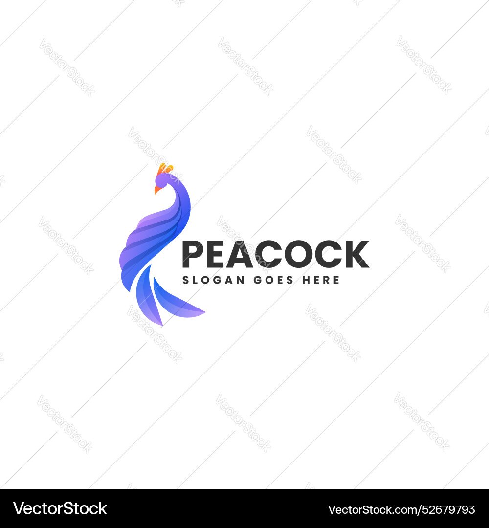 Logo peacock gradient colorful style Royalty Free Vector