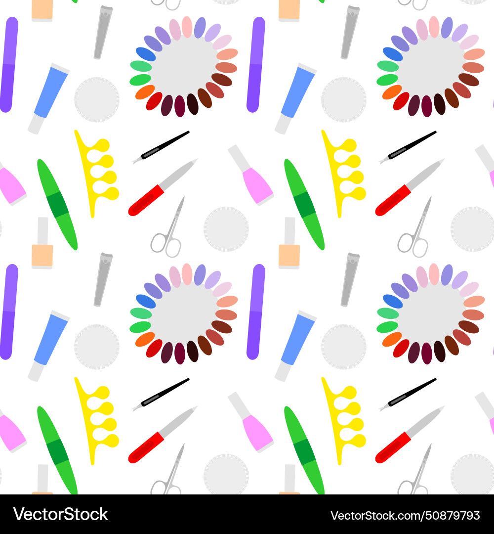 Seamless pattern of colorful manicure Royalty Free Vector